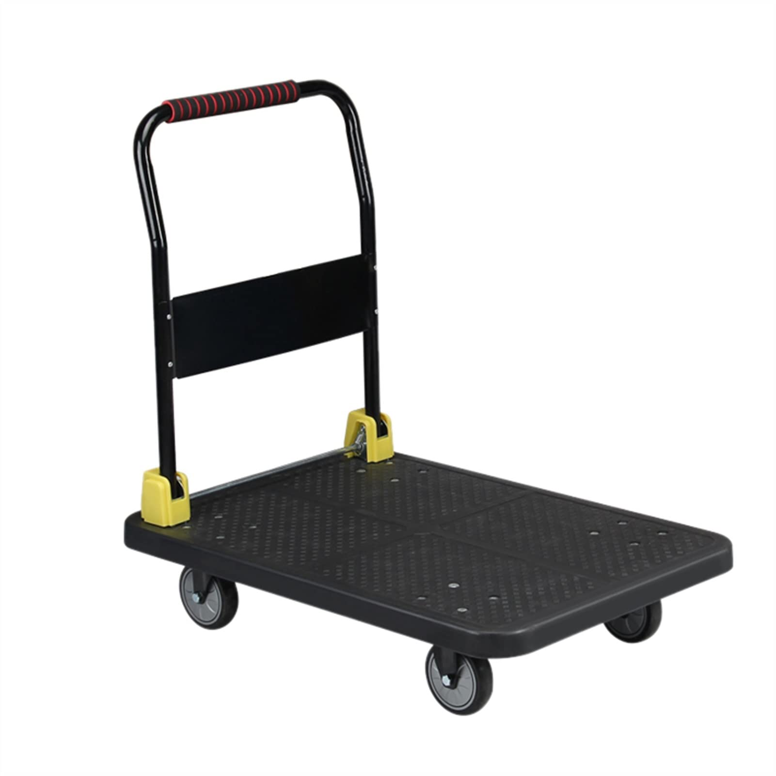 Generic Hand cart, Hand Truck Foldable with Platform, Workshop Wheeled Cart, Platform Trucks with Swivel Wheels, for Home, Backyard, Shop, Warehouse (Color : Black, Size : 89 * 59 * 86cm)