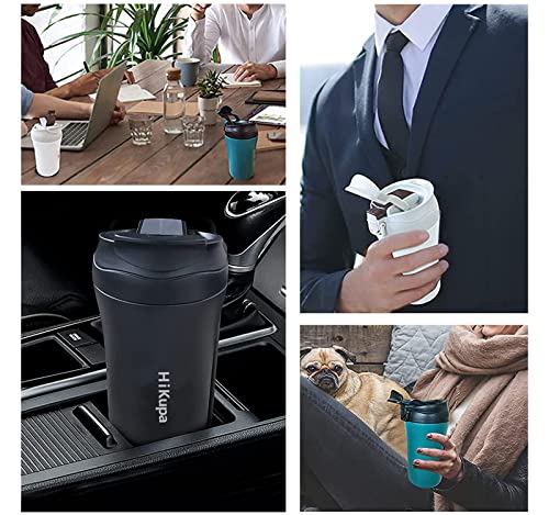 HiKupa Insulated Travel Mug with Straw and Leakproof Lid, Double Wall Stainless Steel, for Hot and Cold Drinks (Pink)