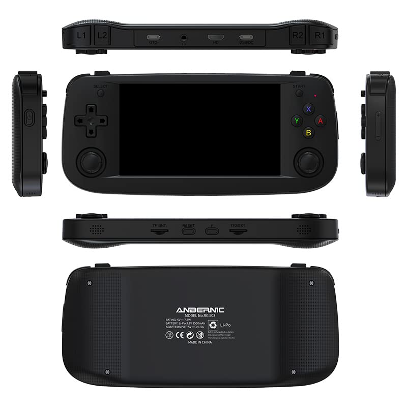JoySeed RG503 Handheld Arcade Game Console with 23000 Games, 64G 4.95 Inch Retro Portable Game Console RK3566 - Black, 19 x 8.4 x 2.1cm, W8O0O152B5QK3437S0NF71