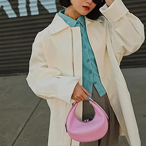 HDHTB Crescent Hobo Bag for Women Y2k Underarm Purse Top Handle Dumpling Handbag with Zipper (pink)