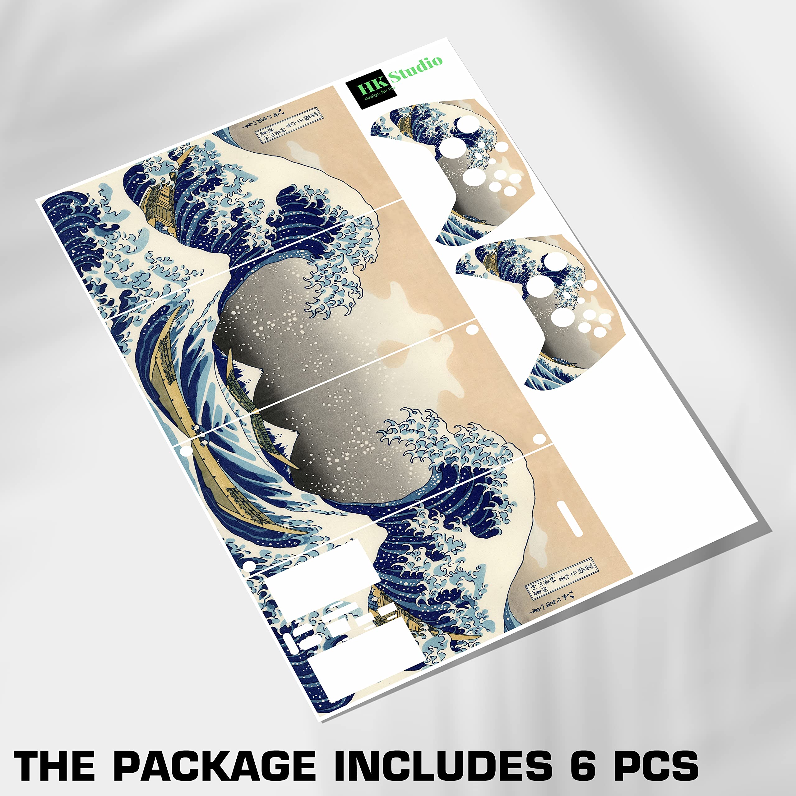 HK Studio Great Wave Decal Sticker Skin to Cover X-Box Series X with No Bubble, Waterproof, Full Protection - Including 2 Controller Skins and Console Skin