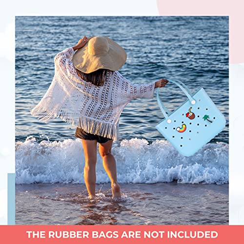 Matalde Rubber Beach Bag Accessories Charms - 3" Beach Charm Accessories for Rubber Beach Totes with 0.5'' dia Holes