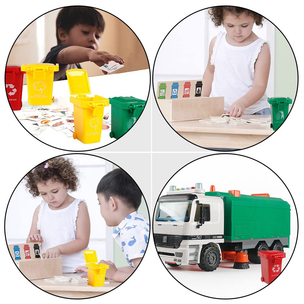 HANABASS Garbage Truck 12 Pcs Miniature Trash Trash Truck Garbage can Toy Recycle Toys Can, Garbage Truck Toy Garbage Cans