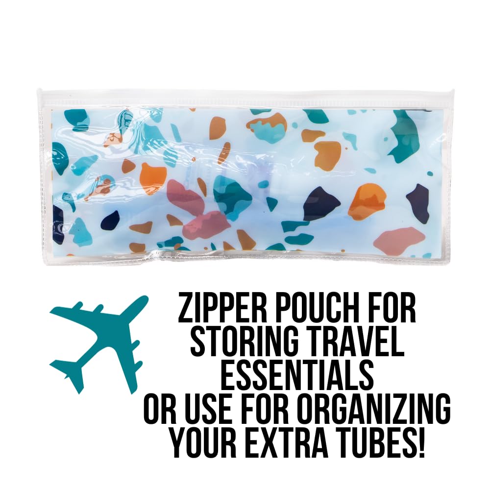 Fixodent Travel Sized/Pocket Sized Professional Denture Adhesive Cream Tubes, TSA-Approved Travel Sized Denture Adhesive with 1 Spark Dental Travel Zipper Pouch (Pack of 10 Tubes)