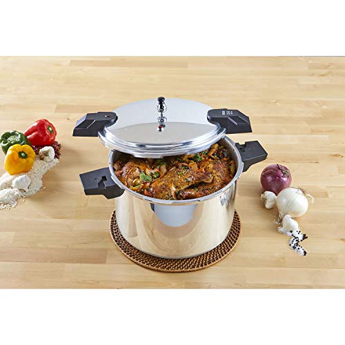 IMUSA USA A417-80807 16Qt Jumbo Stovetop Pressure Cooker with Regulator and Side Handles, Silver