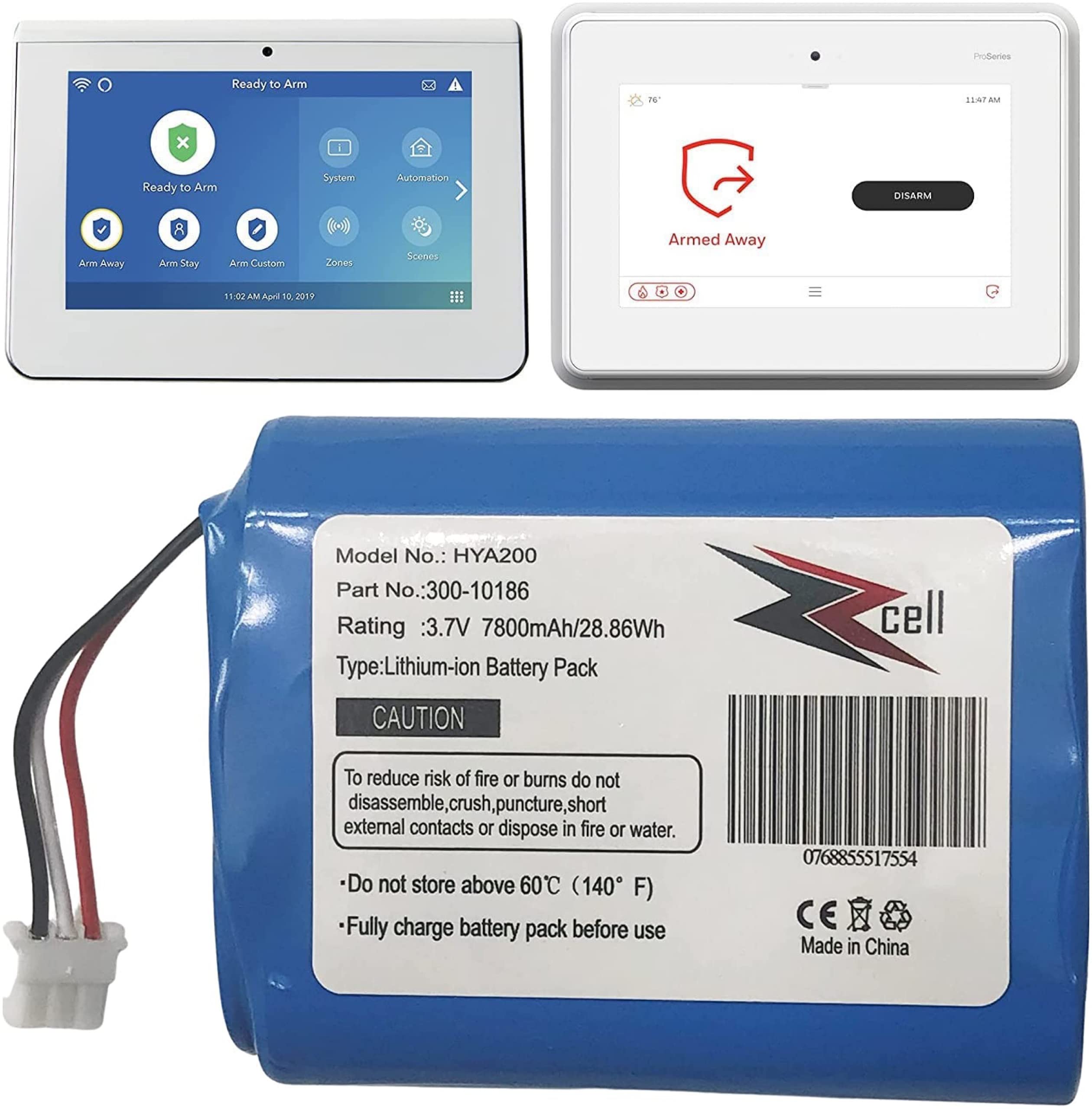 ZZcell® Battery Replacement for ADT Command Smart Security Panel ADT7AIO, ADT5AIO, Honeywell Pro 7, AI05-2, AIO7-1, AIO7-2, 300-10186 Alarm 3.7V 7800mAh