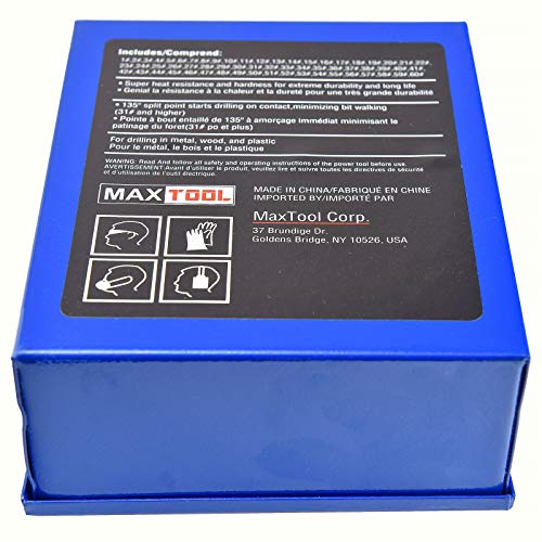 MaxTool 60 Pieces Drill Set 60PCs/60-Piece Twist Drill Bit Set High Speed Steel M2 Fully Ground Wire Gauge/Number 1-60; JBS02H10R060