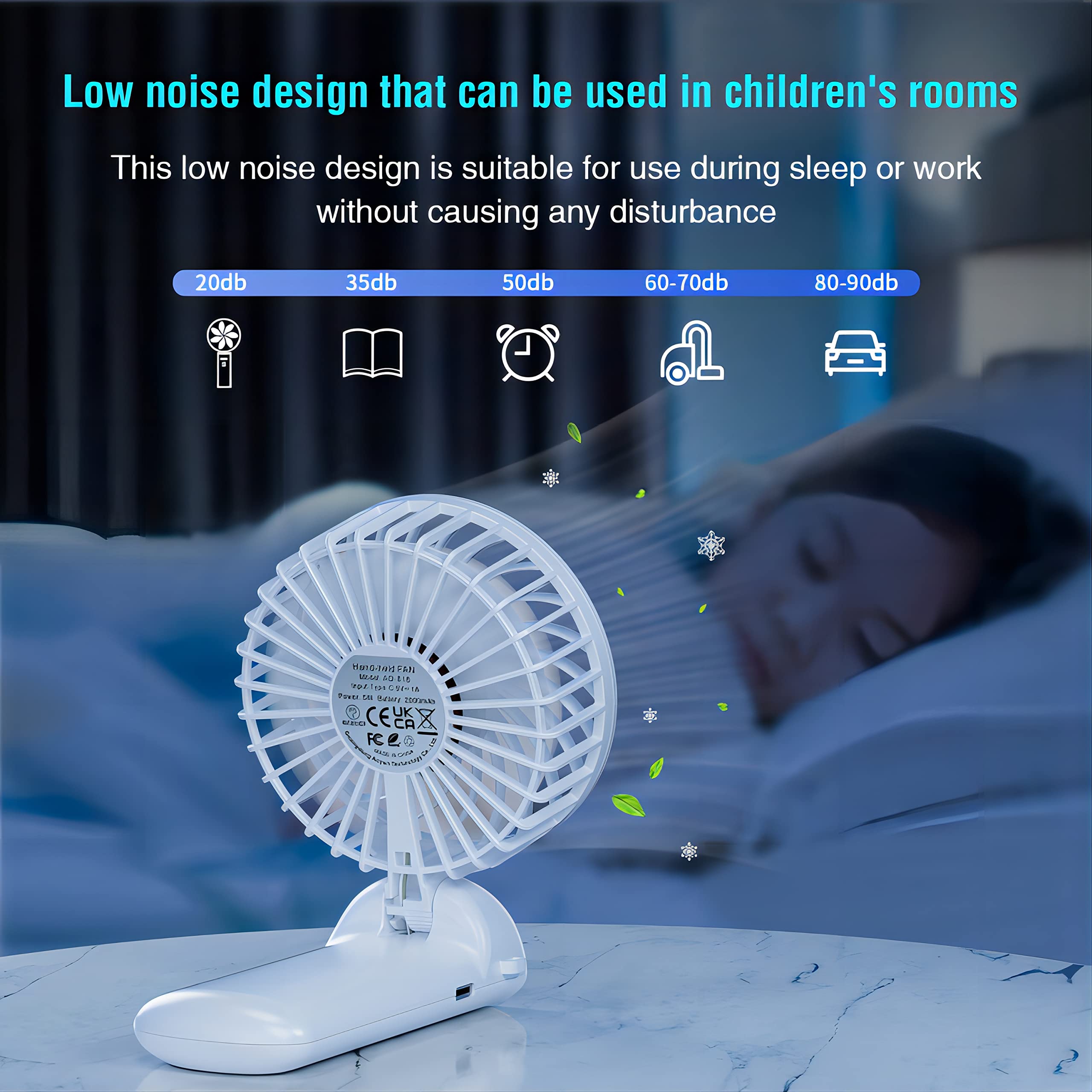 Psecici Handheld Fan, Mini Portable Fan with lanyard,4 Speeds Level Personal Fan, 180 Degree Foldable Desk Fan for Travel Outdoor Office Household