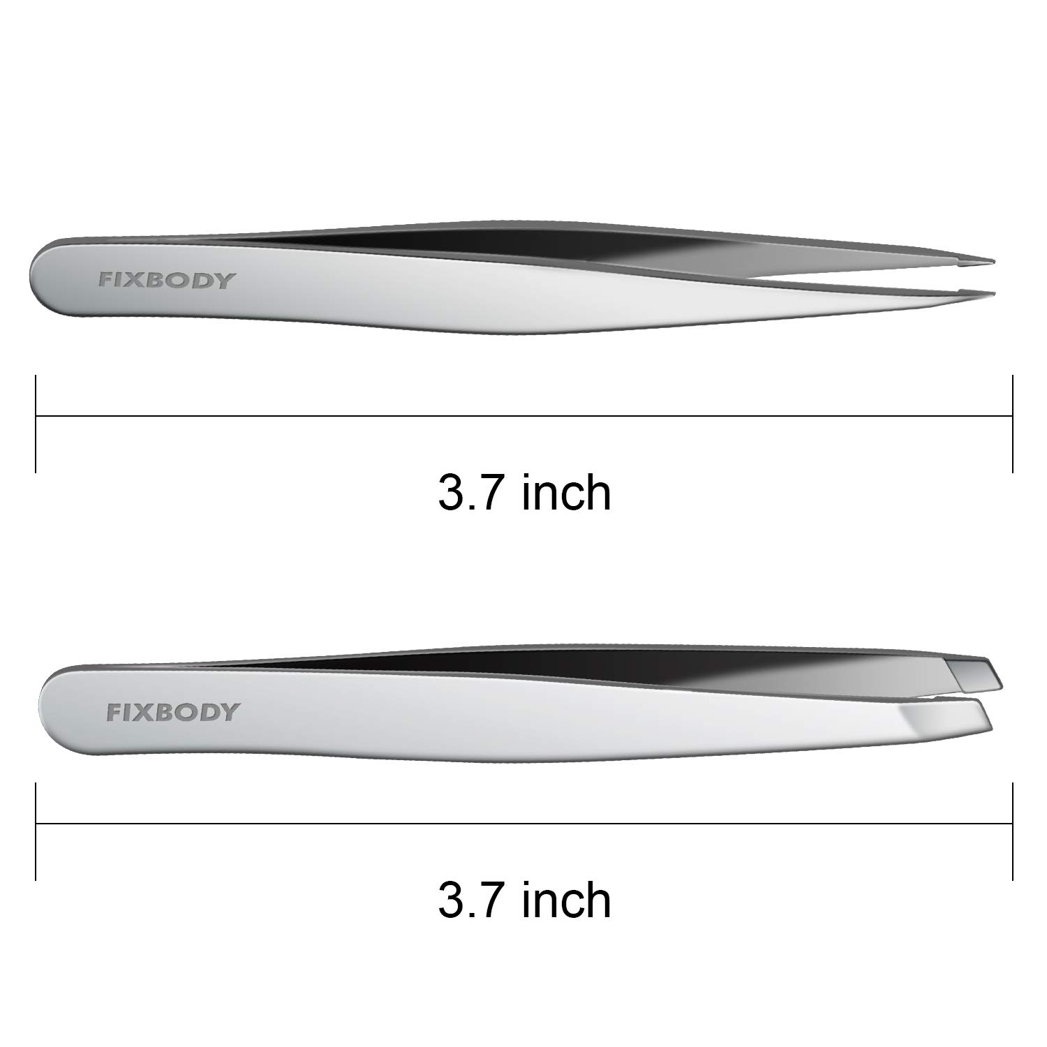 FIXBODY Stainless Steel Eyebrows Plucking Tweezers, Precision Slant and Pointed Eyebrows Tweezer Set for Ingrown Hair, Silver