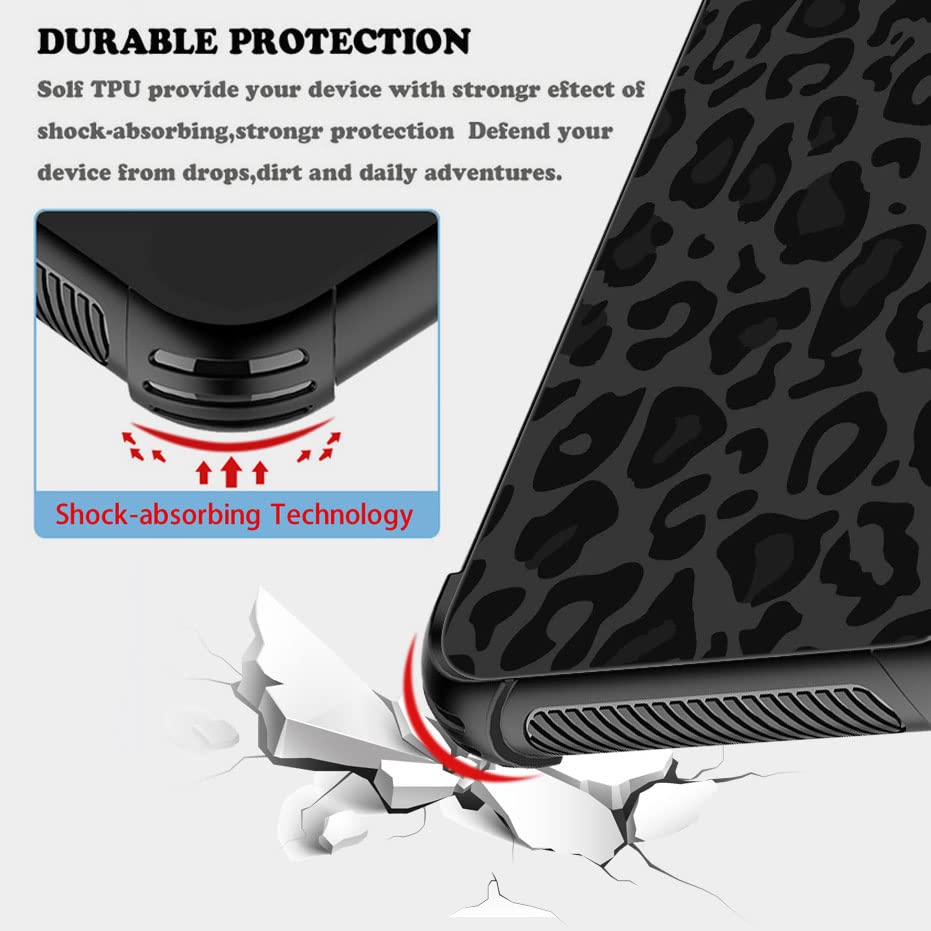 ZHEGAILIAN Case Compatible with iPhone 11 Pro,Black Grey Leopard Case for iPhone 11 Pro for Girls Women,Pattern Design Anti-Scratch Organic Glass Case for iPhone 11 Pro 5.8 inch