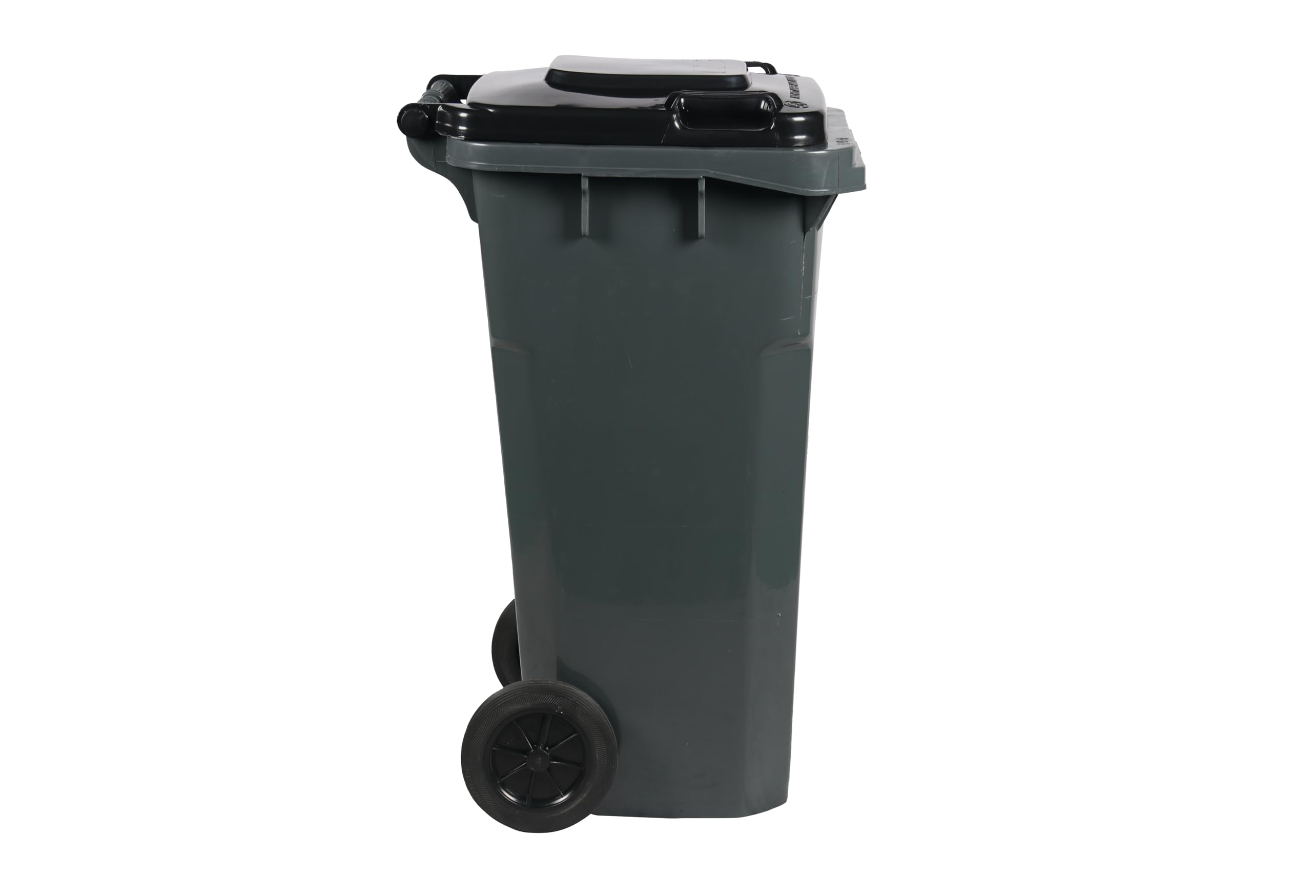 PLASTIC PRINCE 65 Gallon Rollout Trash Can with Lid, Commercial Heavy-Duty Container with Wheels, Gray