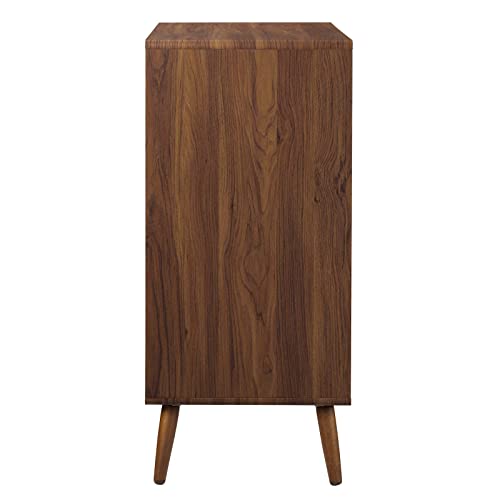 Modway Transmit Mid-Century Modern Wood Walnut White, 4-Drawer Chest
