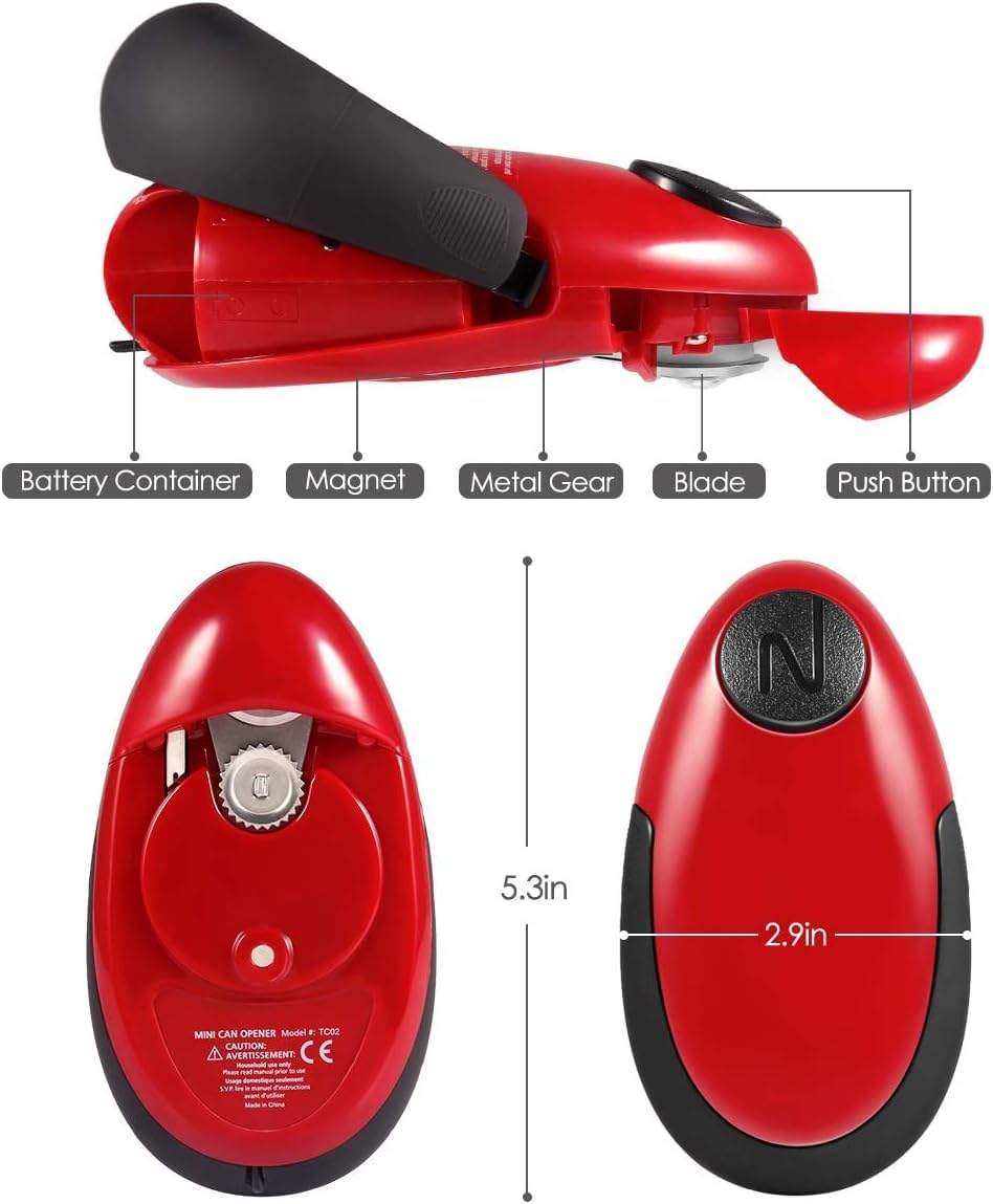 Electric Can Opener with Smooth Edge, One-Touch Automatic Can Opener Opens Almost All Can Sizes, Kitchen Utensils for Housewives, Seniors and Arthritis Sufferers, Food-Safe, Battery Operated