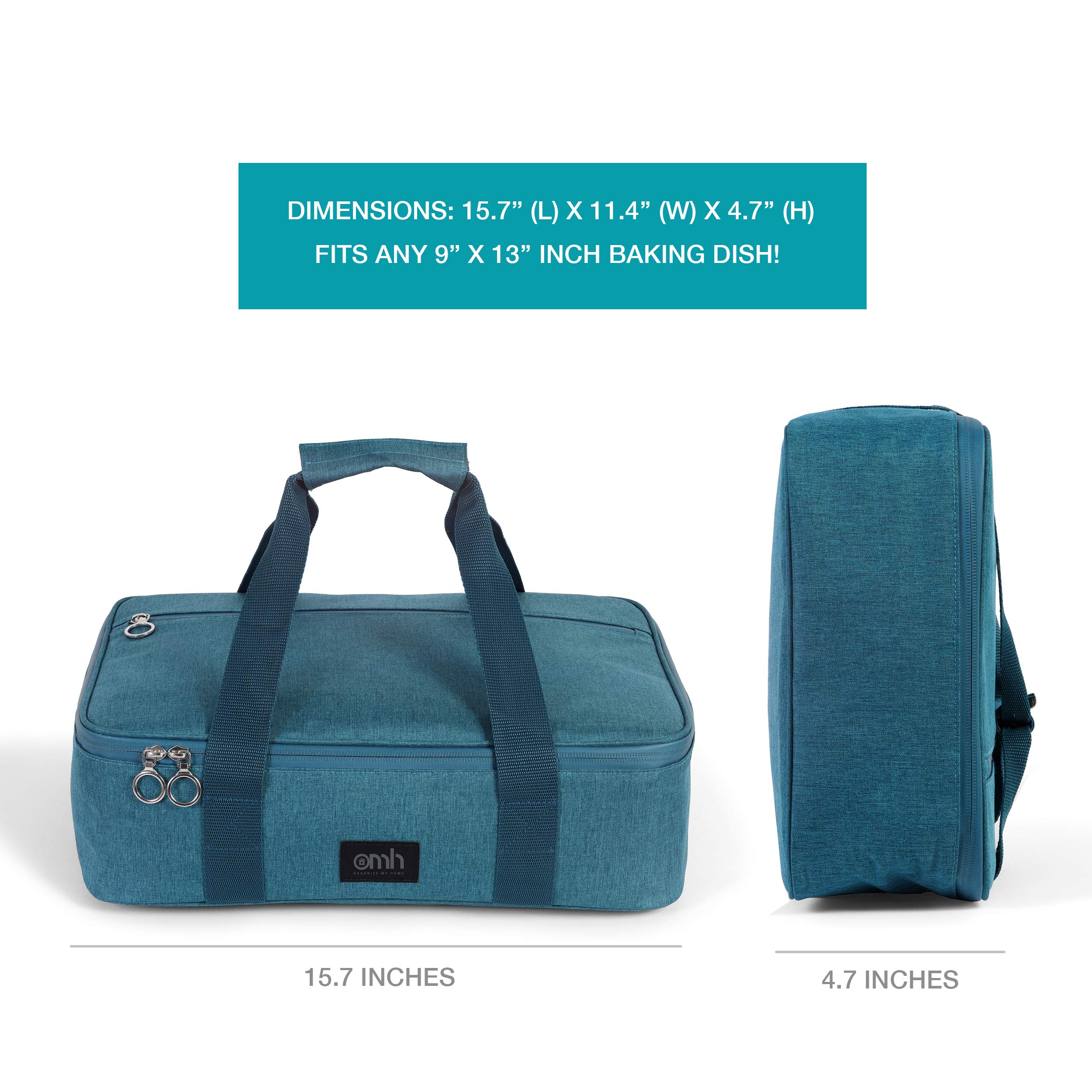 Insulated Casserole Carrying Case for Hot or Cold Food Storage, Perfect for Potlucks, Parties, Picnics, and Cookouts; Fits 9” x 13” Baking Dishes; Lasagna Casserole Carrying Case (Teal)