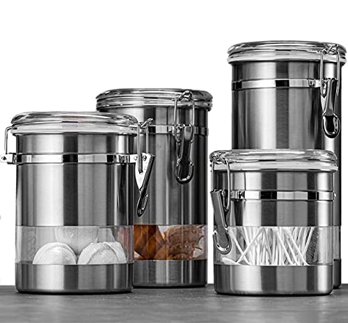 Le'raze Airtight Food Storage Container for Kitchen Counter with Window, Canister Set Ideal for Flour Tea, Sugar, Coffee, Candy, Cookie Jar with Clear Acrylic Lids & Locking Clamp