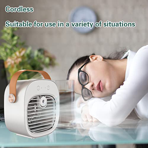 Portable Air Conditioner,10000mAh Mini Air Cooler Conditioner Fan,USB Personal Air Cooler With Humidifier,3 Speed Silent for Desktop,Office,Room,Bedroom,Travel,Car,Indoor & Outdoor activities.(White)