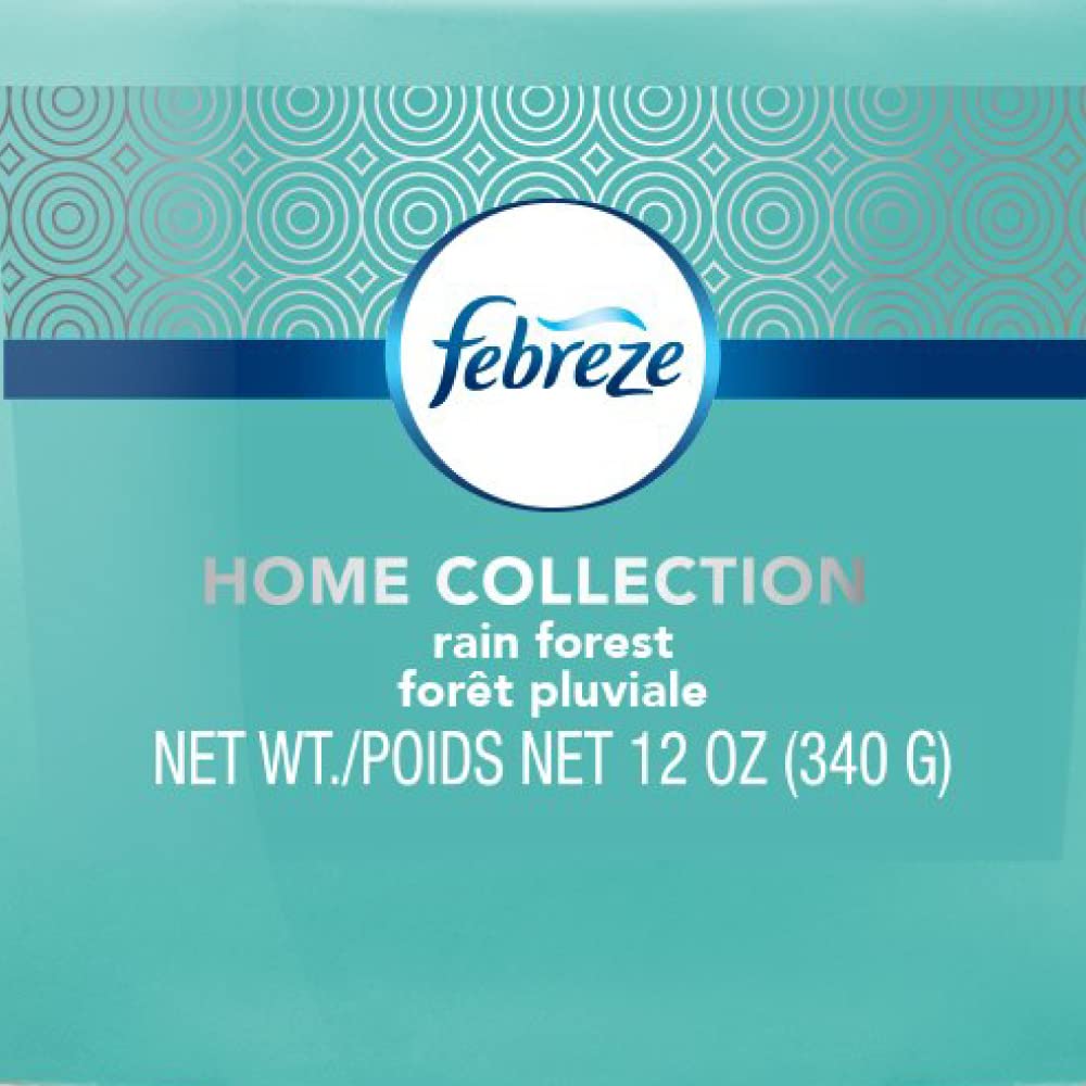 Febreze Rain Forest Scented Jar Candle, Home Collection, 2 Wick, Green, 12 oz - Up to 96 Hours Burn