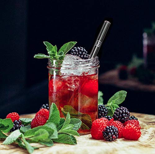 HALM Glass Straws - Variety Pack: 6 Reusable Drinking Straws in 2 Sizes + Plastic-Free Cleaning Brush - Made in Germany - Dishwasher Safe - Eco-Friendly - Perfect for Smoothies, Cocktails