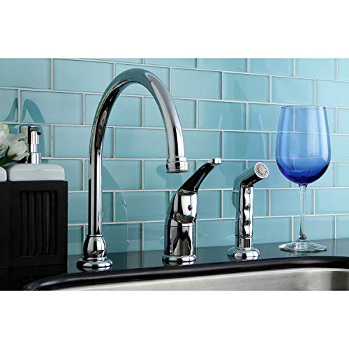 Kingston Brass KB821 Chatham Single Lever Handle Kitchen Faucet with Sprayer without Soap Dispenser, 9-Inch, Polished Chrome