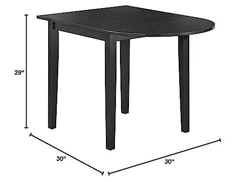 Target Marketing Systems Tiffany Two-Toned Single Drop Leaf Dining Table for Small Spaces, and Apartments, Made of Solid Rubberwood, Expands from 30" to 43", Black