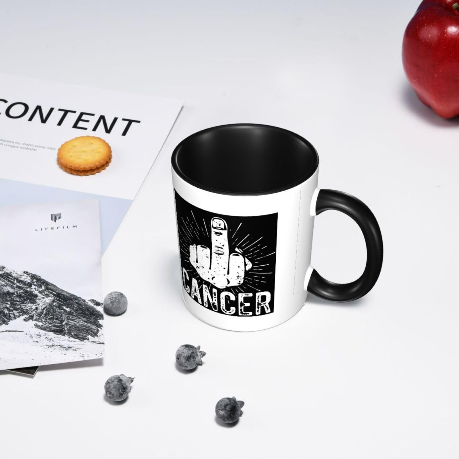 Fk Cancer Coffee Mug Funny 11 Oz Coffee Cup Two Tone Mug Gifts For Girlfriend Ceramic Mug Easy To Hold & Clean