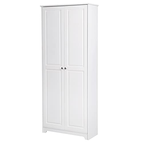 VINGLI Tall Pantry Storage Cabinet, 72'' Kitchen Pantry Cabinet, Freestanding Room Storage, Cupboard, 2 Door Pantry for Laundry Room, Kitchen, Apartment, Solid Wood, White