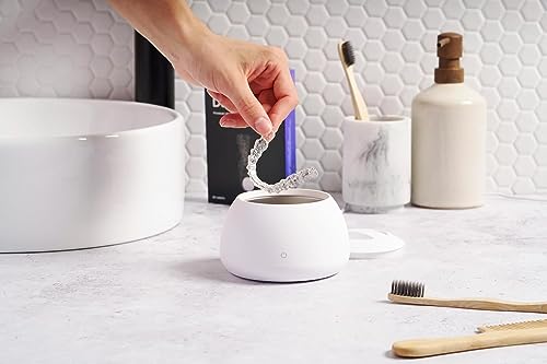 Zima Dental Arctic White Dental Pod | Cleaner for Dentures, Aligner, Retainer, Mouth Guard | Ultrasonic Cleaning Machine for All Dental Appliances