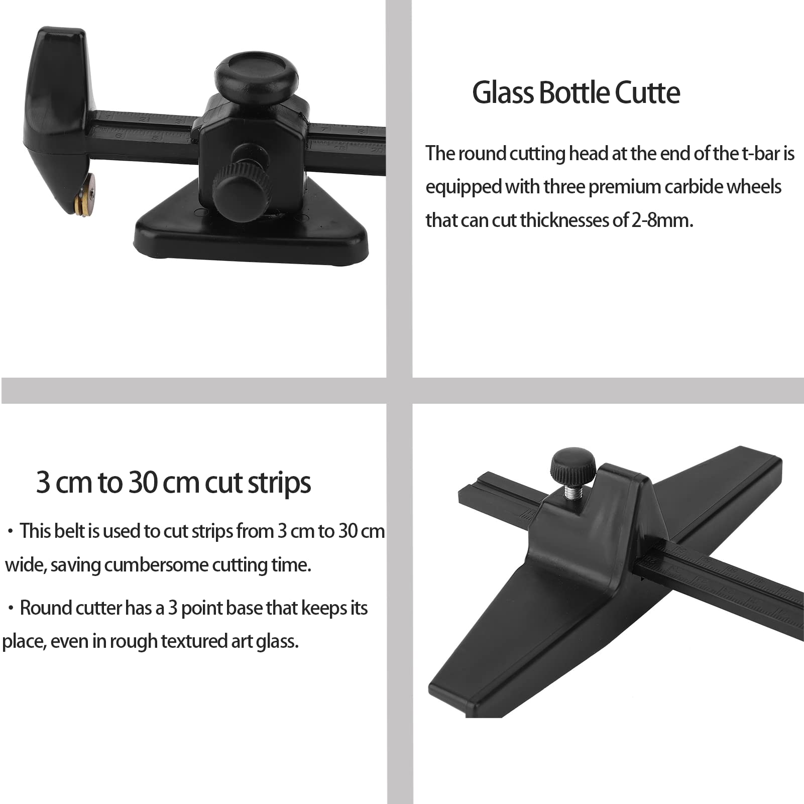 Glass Cutting Tools, Round Diameter Adjustable Glass Bottle Cutter,Ring Gass Cutter for Industrial Supplies,Strip and Circle Glass Cutter with Base