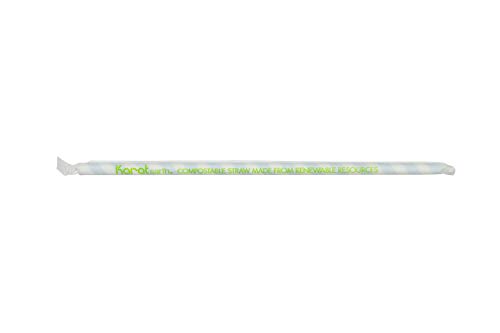 Karat Earth KE-C9337 10.25" Giant Paper Spiral Straws (7mm), Wrapped, Blue & White (1,200 ct)