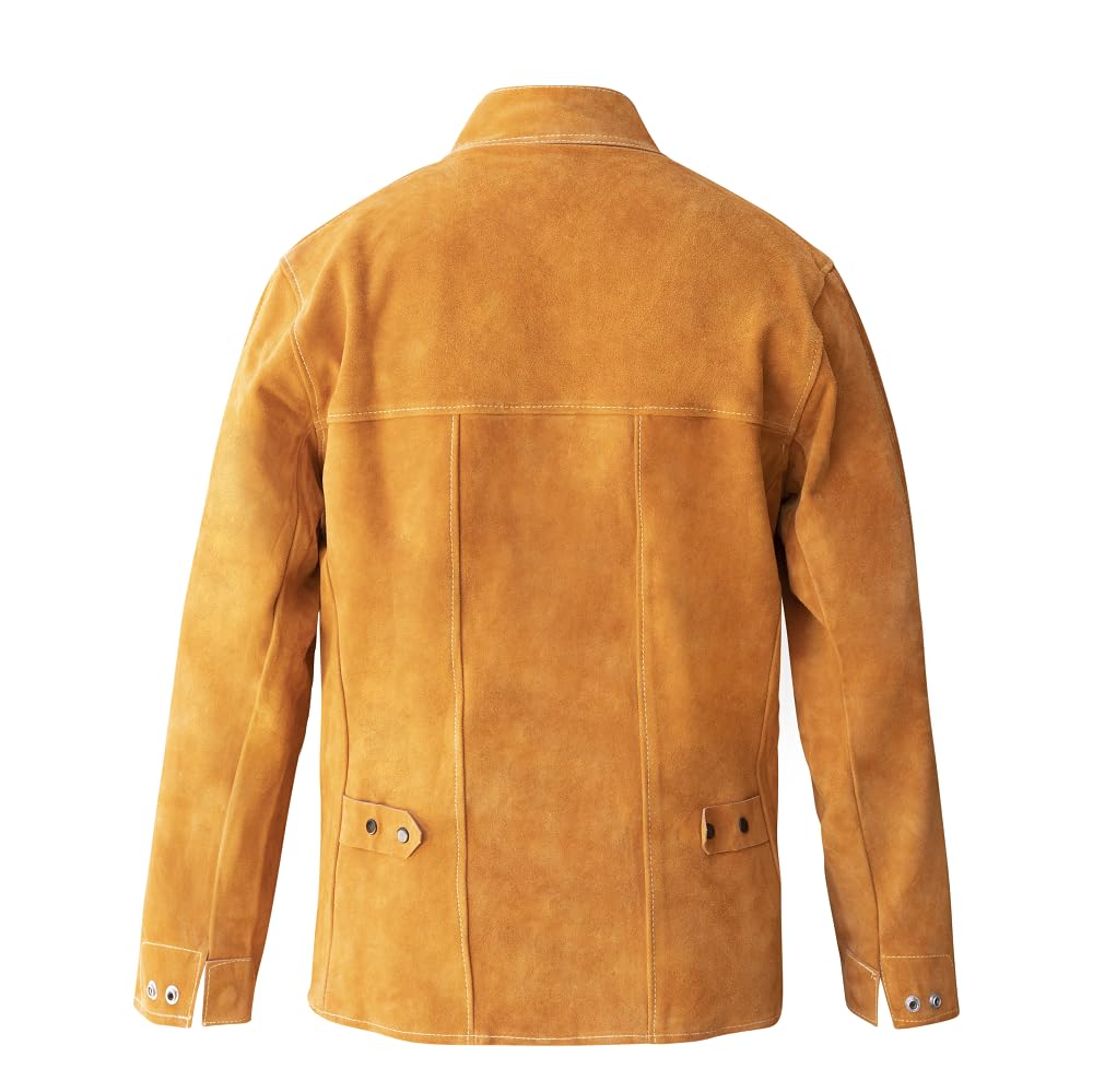 Just In Trend Flame Resistant Heavy Duty Genuine Cowhide Leather Welding Jacket (Small, Rust)