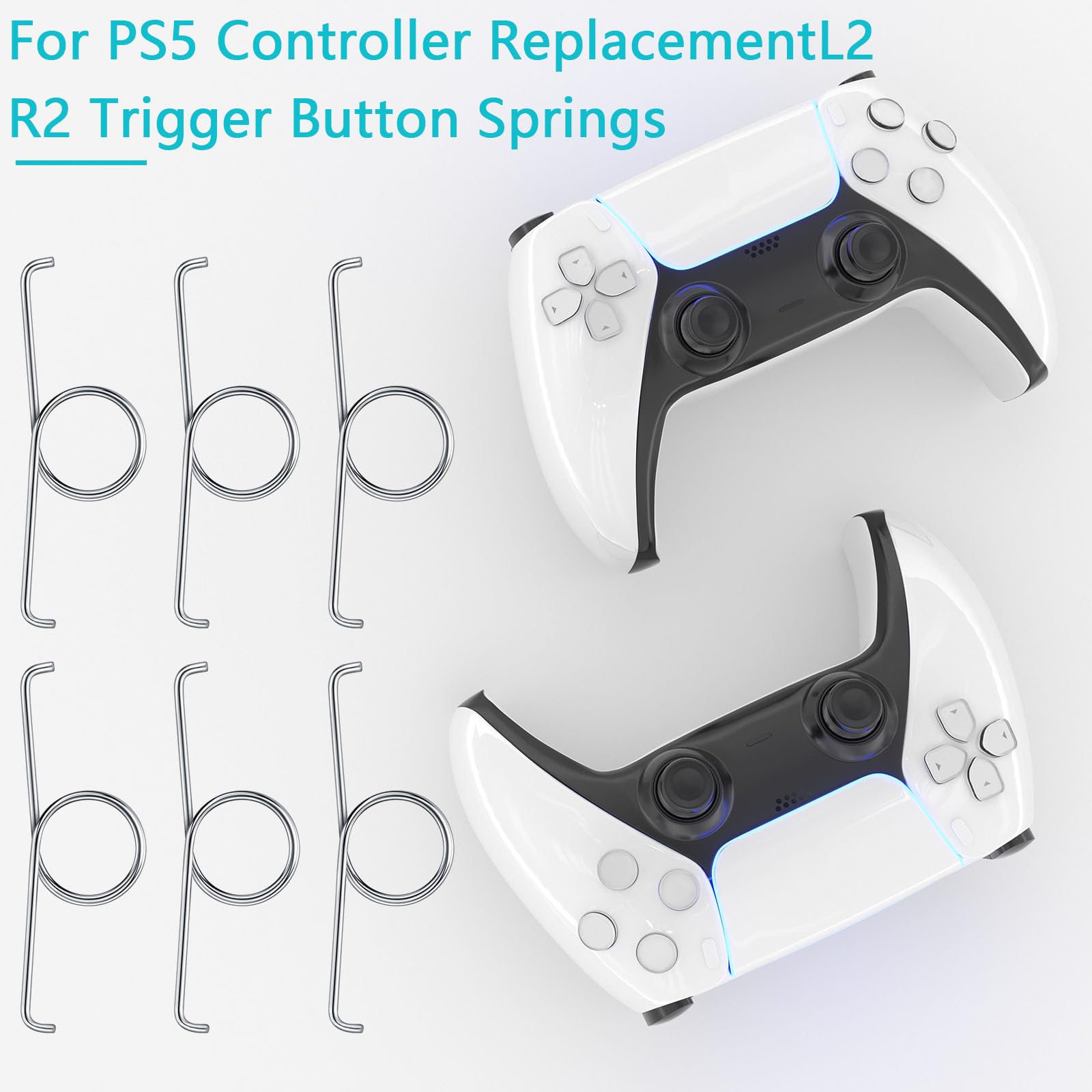 Ferraycle 50 Pieces Trigger Springs Replacement L2 R2 Controller Trigger Button Springs Silver Metal Trigger Compatible with Playstation PS5 Controller Parts Repair Kits Accessories