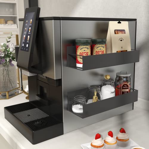 HETMI 4 Pack Magnetic Spice Rack, Magnetic Spice Rack Organizer, Refrigerator Magnetic Spice Rack for Refrigerator and Microwave Oven, Removable Metal Cabinet Space Saving Refrigerator Rack, Black