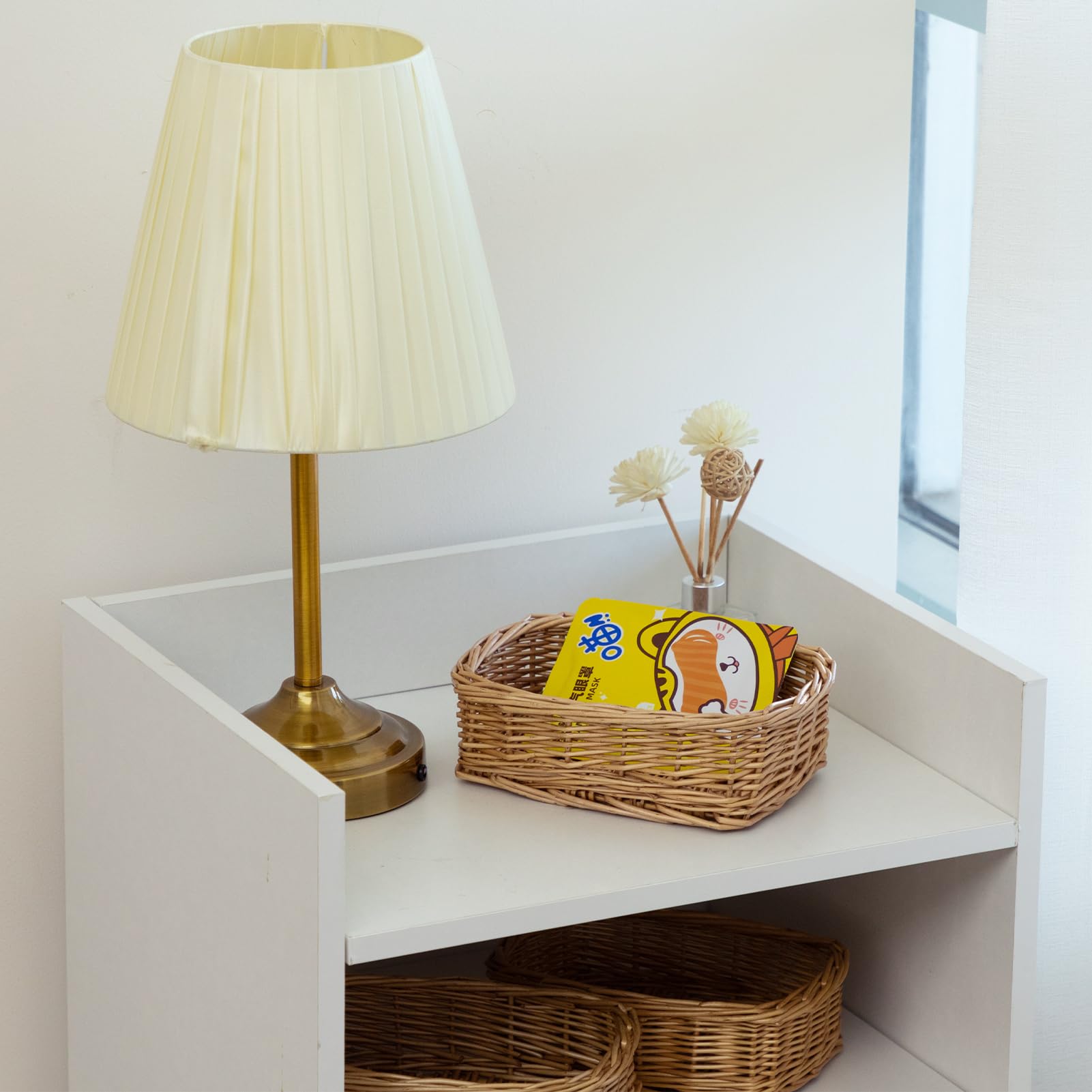 LOHASBEE Wicker Basket, Small Willow Rectangular Handmade Wicker Storage Basket for Organizing, Bathroom, Toilet, Organizer, Sundries- 3 Packs