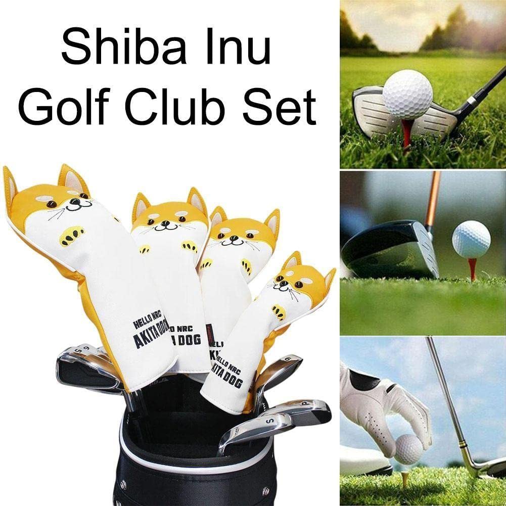 Golf Cover Cute Akita Golf Club Cover for Driver Fairway Hybrid Wood Covers Protector Putter Leather Pu