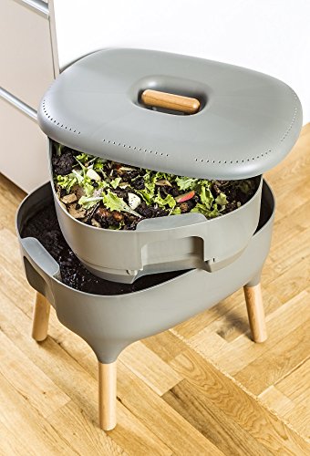 Urbalive Grey, Complete Kit | Wormery, Worm Farm, composter Design | Starter Substrate | Hemp mat + Shovel | Interior, Balcony and Garden