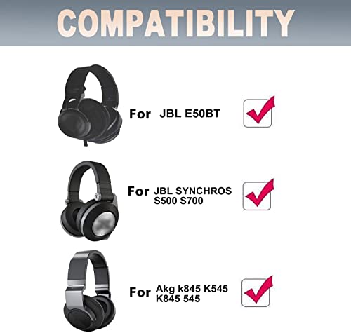 S700 Replacement Earpads Ear Pad Cushion Cover Compatible with JBL Cuffle Synchros S500 S700 E50 E50BT Wireless Headphones (Black)