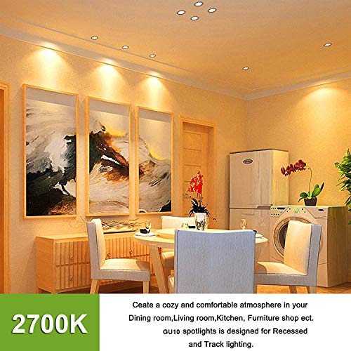 GU10 LED Bulbs Dimmable 7W - Warm White 2700K,Recessed Light Bulb(65W Halogen Bulb Equivalent),MR16 Shape,120°Angle BeamSmall Flood Light Bulbs Indoor Track Lighting Lamp - 6 Pack