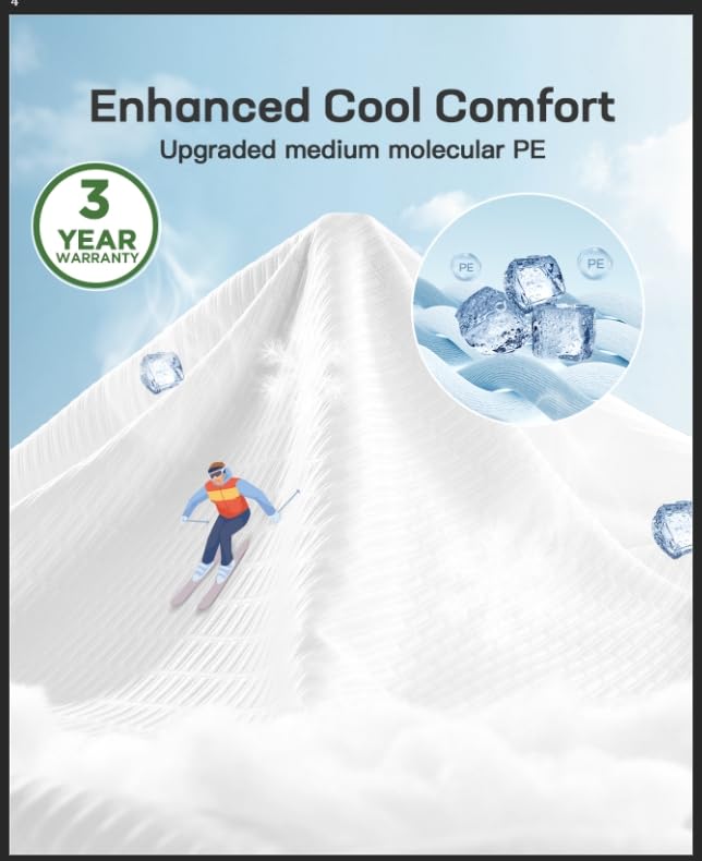 Marsail 3-Inch Full Mattress Topper with Cool Cover, Breathable Gel Memory Foam Mattress Topper with Elastic Straps & Anti-Slip Bottom for Body Pain Relief, CertiPUR-US Certified, MSMT11W-F3