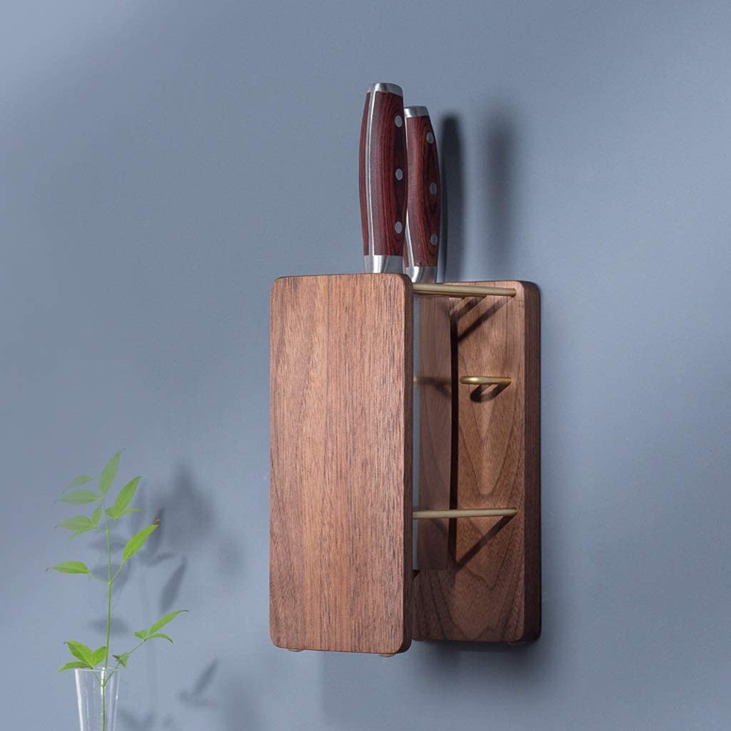 Knife Block Black Walnut Knife Block Wall Mount Knife Holder Large Capacity Knife Organizer Block And Storage Knife Rack Knife Holder Knife Storage