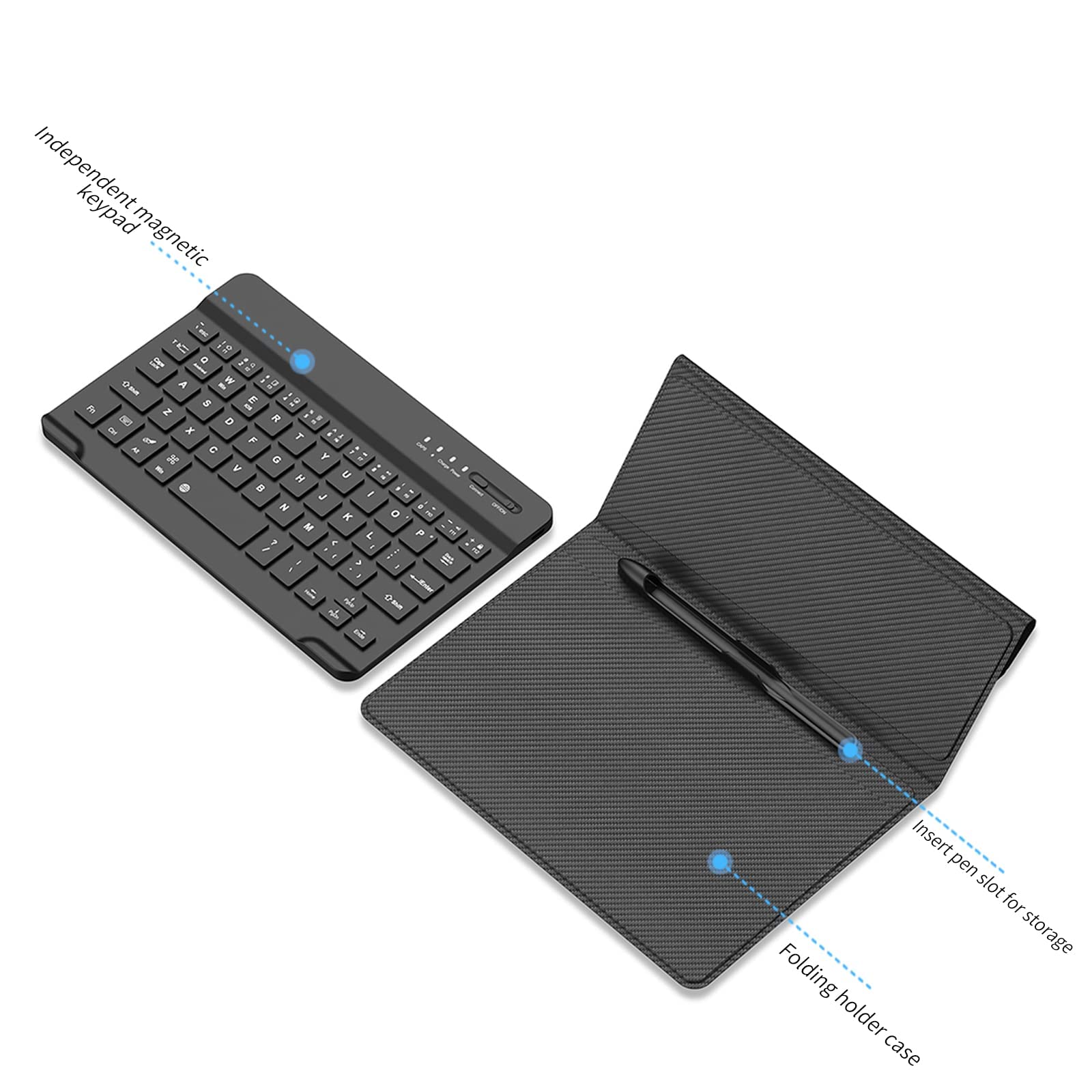 MOAITO for Samsung Galaxy Z Fold 5 Keyboard Case, Fold 4, Fold 3, Pixel Fold Keyboard Case, Folding Bluetooth Portable Travel Foldable Keyboard Case with S Pen for Samsung Galaxy Z Fold 4(Black)