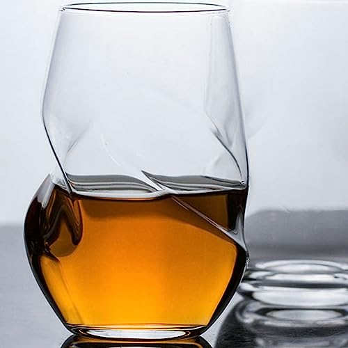 Glassware Stemless Wine Glasses, Clear Glass with Finger Indentations, Naturally Aerates Wine, Unique and Elegant Drinkware, 16.6 oz(430ml Capacity, Set of 2