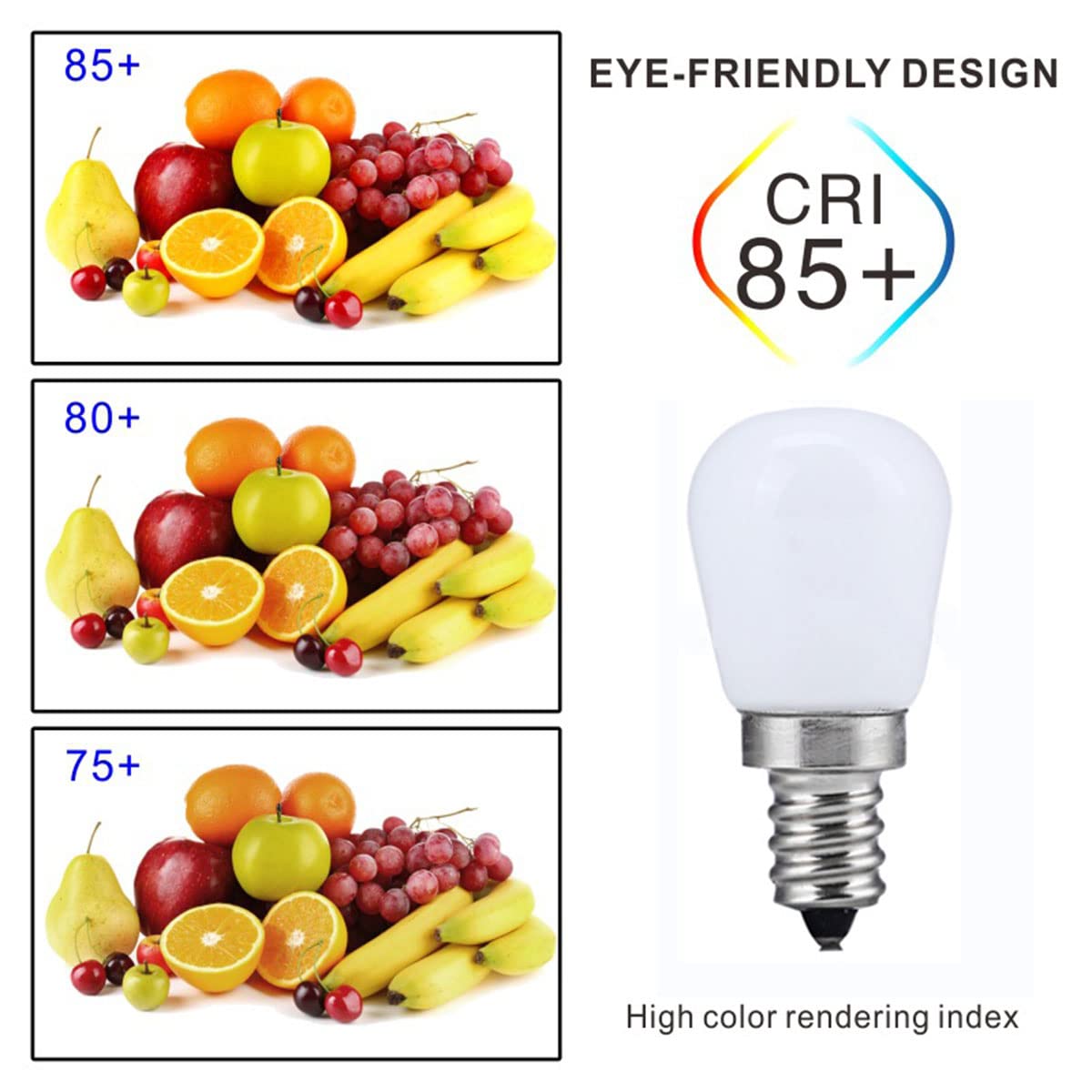 Edearkar 2W E12 LED Refrigerator Bulb(4 Pack) E12 Base Mini 2W Refrigerator Light Warm White 3000K 110V Dimmable E12 LED Appliance Bulb for Freezer Oven Microwave Lighting,Home Lighting