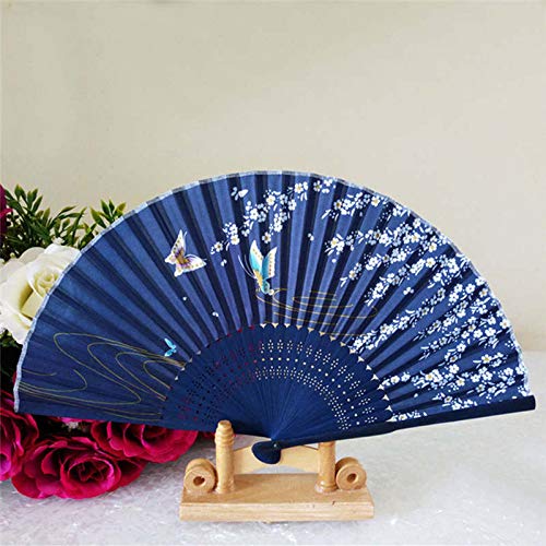 Hand Fans Folding fan Pattern Folding Dance Wedding Party Lace Silk Folding Hand Held Flower Fan Hand Fan Cool Bamboo Flower Personalized Chinese Fans (Color : B)