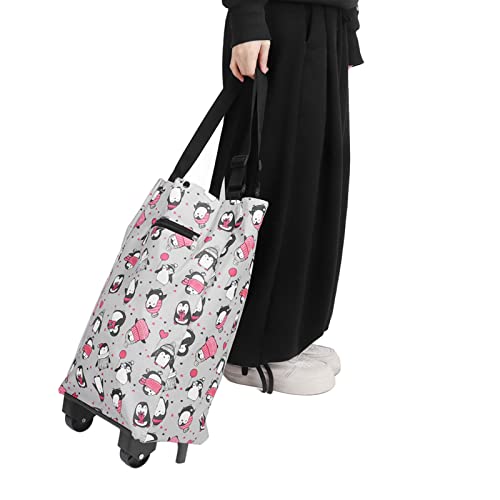 Household Grocery Carts, Practical Washable Grocery Foldable Trolley Large Storage Space Foldable for Camping