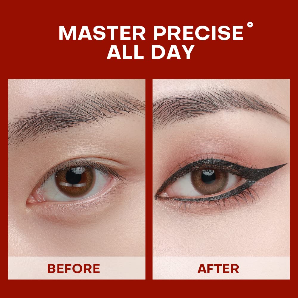 Mistine Tattoo Master Black Liquid Eyeliner Super Slim No-skip Flexible Felt Tip Liner Pen For Precise Eye Makeup Long Lasting Smudge Proof Matte Finish 0.04 fl oz