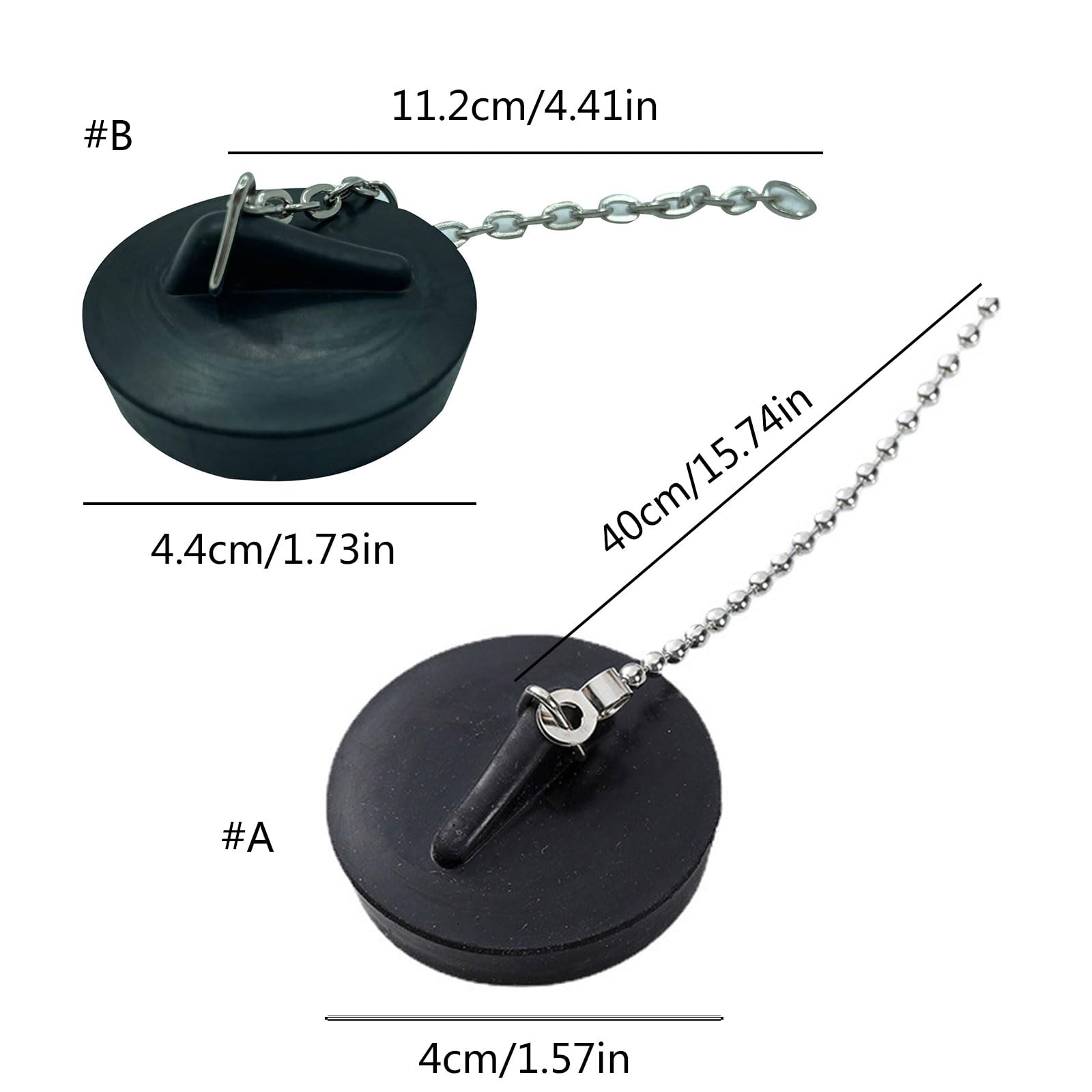MEELYHOME 40mm Rubber Bath Plug with Chain Convenient Rubber Stopper for Kitchen and Bathroom Sink