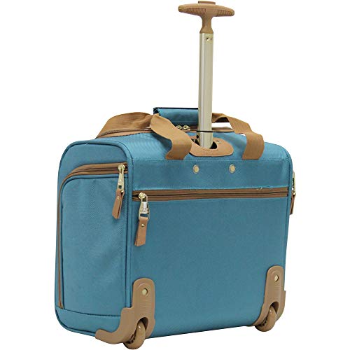 Steve Madden Designer 15 Inch Carry on Suitcase- Small Weekender Overnight Business Travel Luggage- Lightweight 2- Rolling Spinner Wheels Under Seat Bag for Women (Harlo Teal Blue)