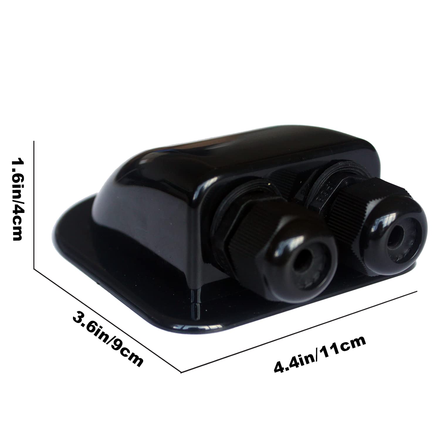 JYFT Solar Weatherproof Double Cable Entry Gland, ABS Waterproof Cable Gland for 14AWG to 10AWG Solar Cables for Solar Project on RV, Campervan, Boat, Van(Black)