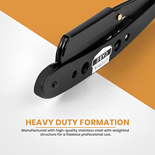 Utopia Care Professional Barber Straight Edge Razor Safety with 100-Pack Lord Blades - 100 Percent Stainless Steel (Black)
