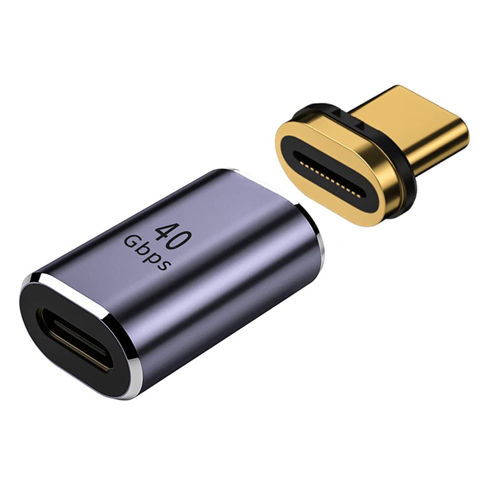 JINPINCABLE Magnetic USB C 40Gbps Adapter, 24 Pin Design, PD100W Quick Charge, 8K@60Hz, Compatible with Thunderbolt 4/3, for Laptop, Smartphone, iMac, iPad, Switch